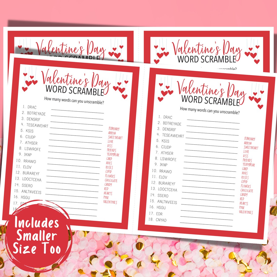 Valentines Word Scramble | Valentines Party Games | Holiday Party Games ...