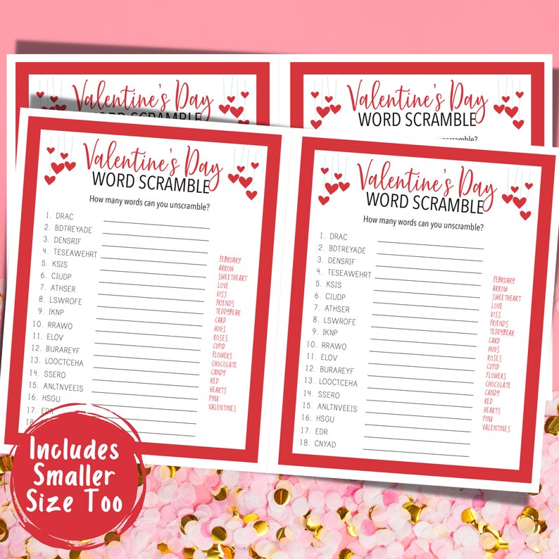 Valentines Word Scramble | Valentines Party Games | Holiday Party Games ...