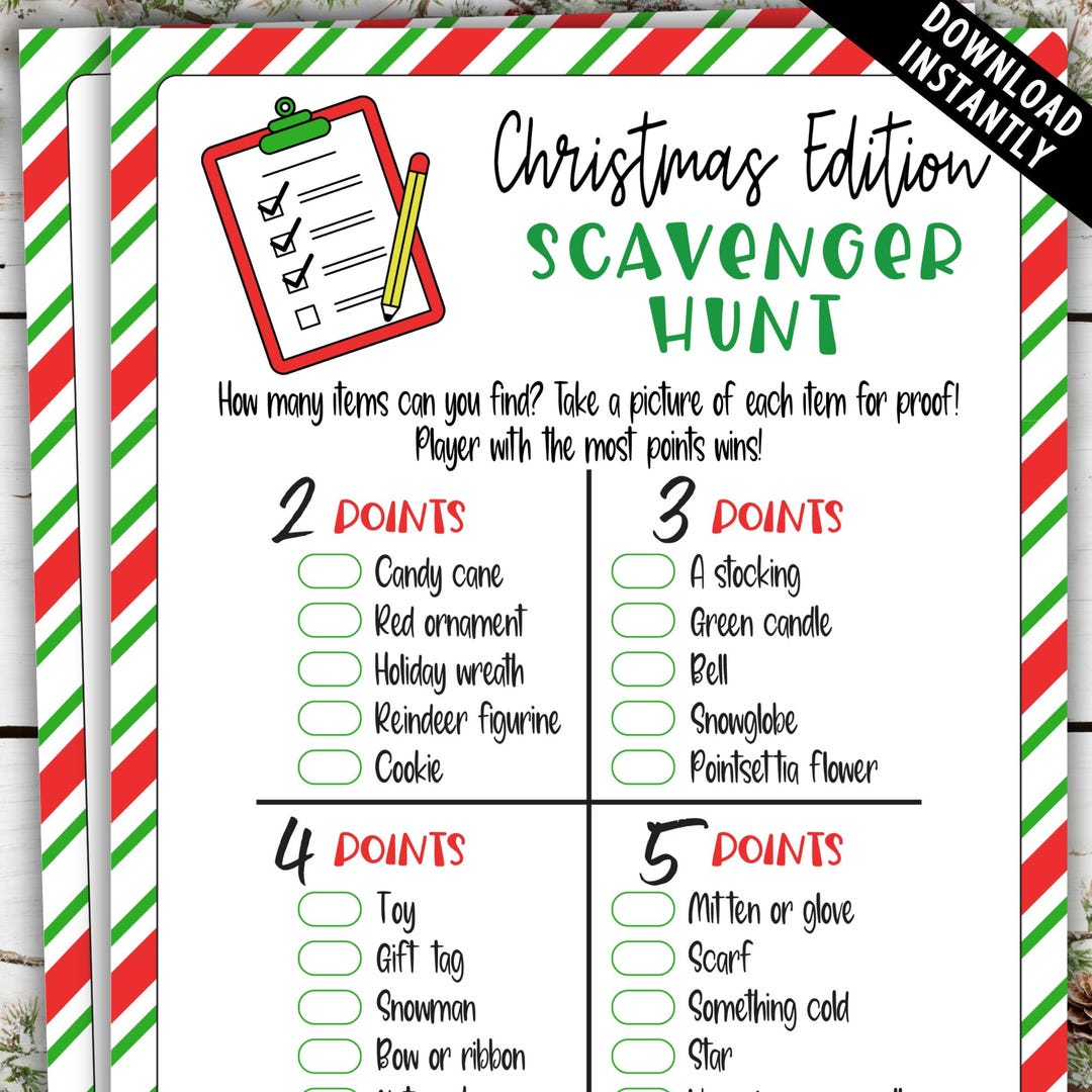 Printable Christmas Scavenger Hunt – Fun for All Ages| DIY Christmas ...