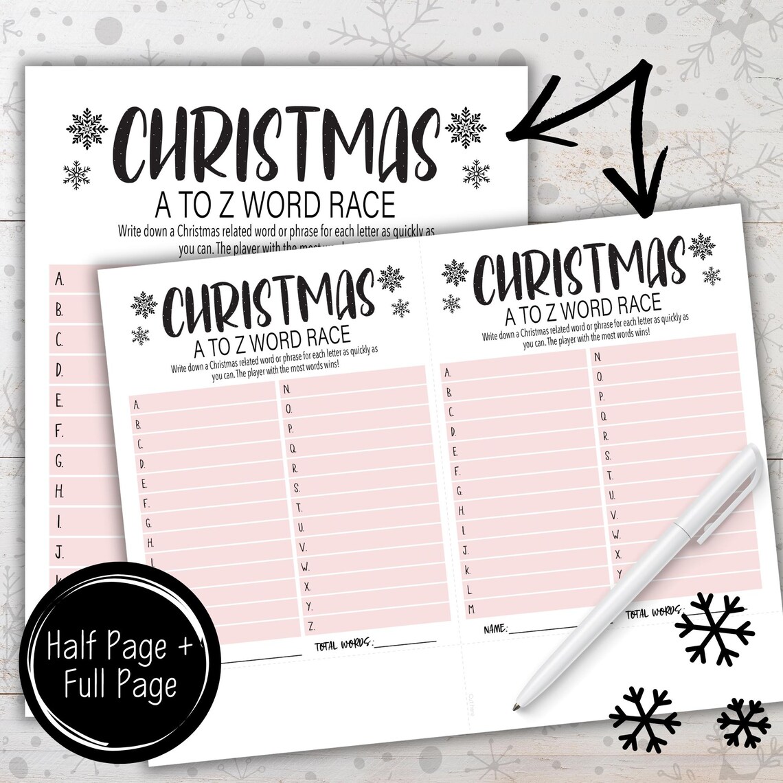 Christmas Printable Word Race Game | Christmas Gathering Game Night ...