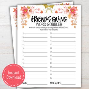 Friendsgiving Word Game | How Many Words Can You Make From ...