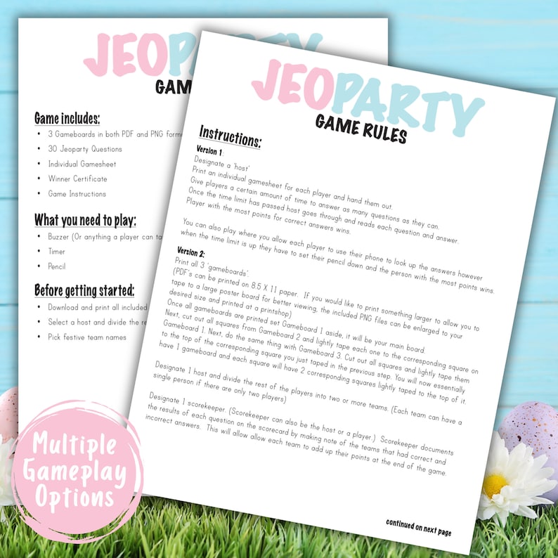 Easter Jeopardy Game | Easter Family Game | Printable Easter Party Game ...