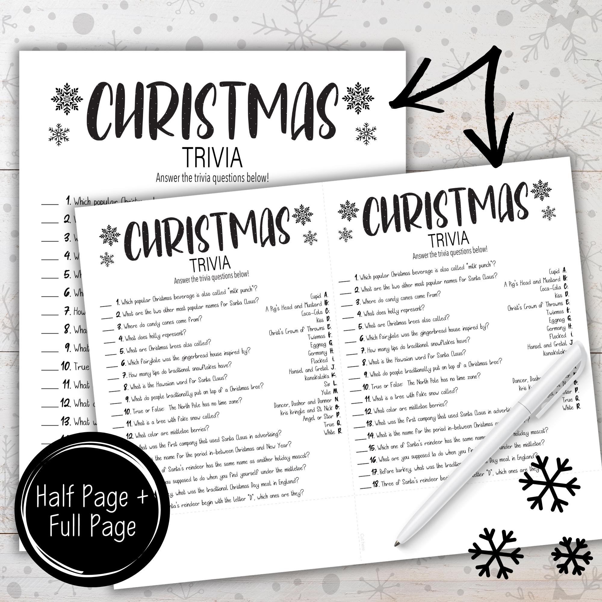 Christmas Printable Trivia Game | Christmas Gathering Game Night ...