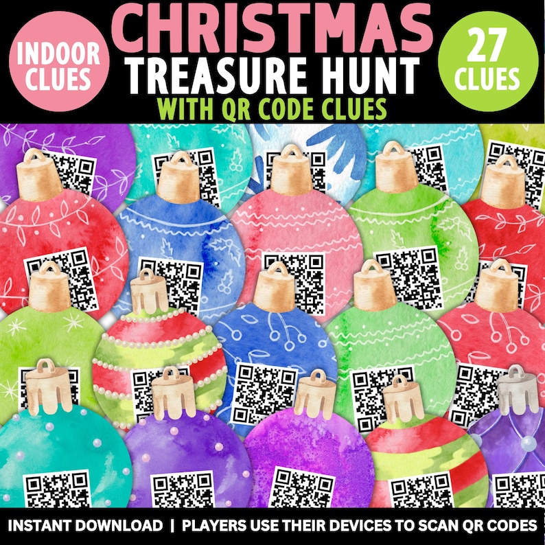 Indoor Christmas Scavenger Hunt With QR Codes | Christmas Printable ...