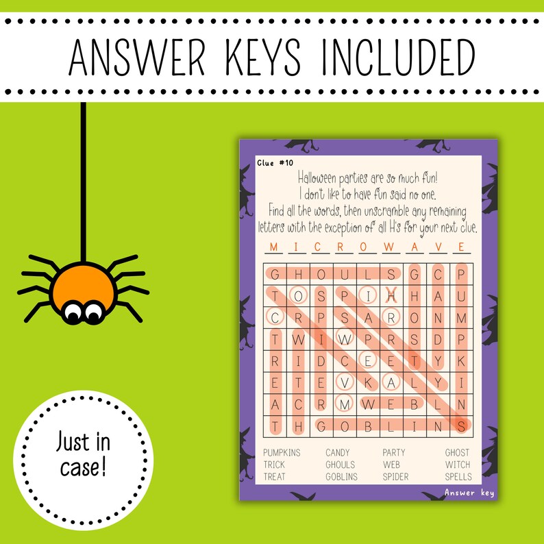 Halloween Treasure Hunt Puzzle Clues Teen Party Games Halloween ...