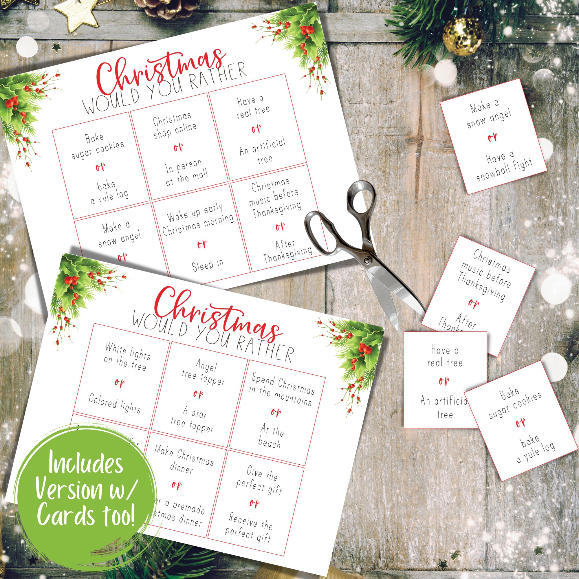 Christmas Printable Games Would You Rather Christmas Games Christmas ...
