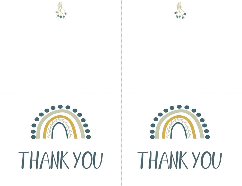 Printable Thank You Card Boho Rainbow Design - Etsy