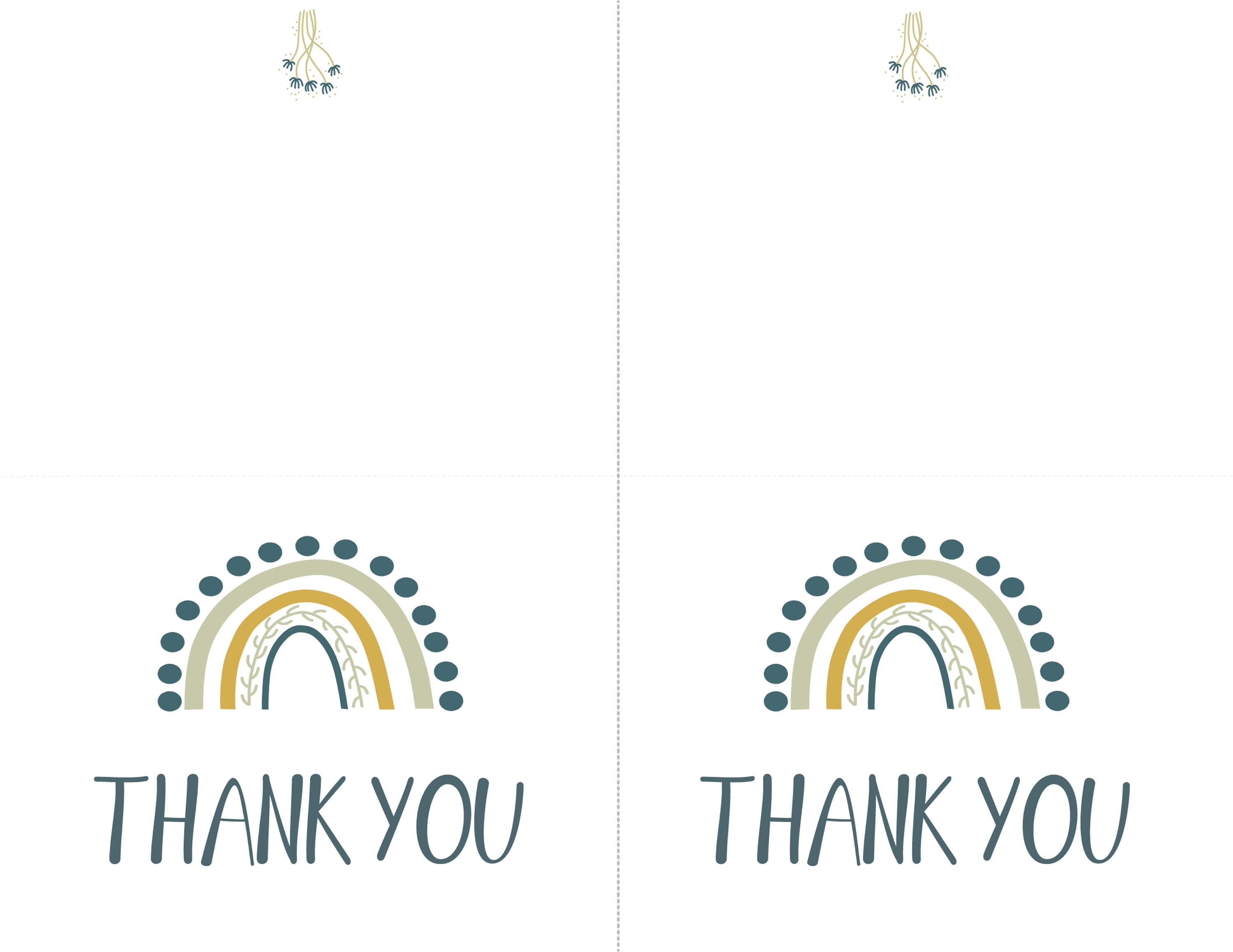 Printable Thank You Card Boho Rainbow Design - Etsy