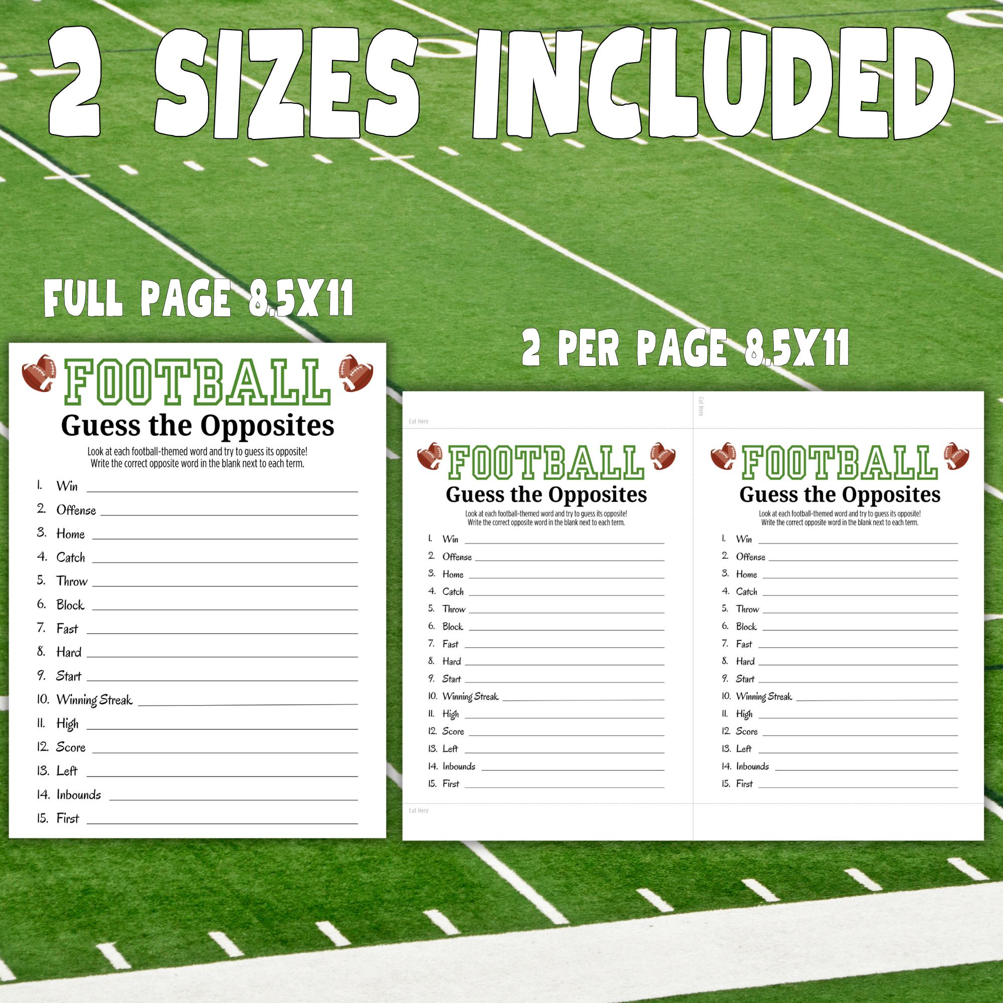 Printable Football Game Bundle Football Party Activities Football ...