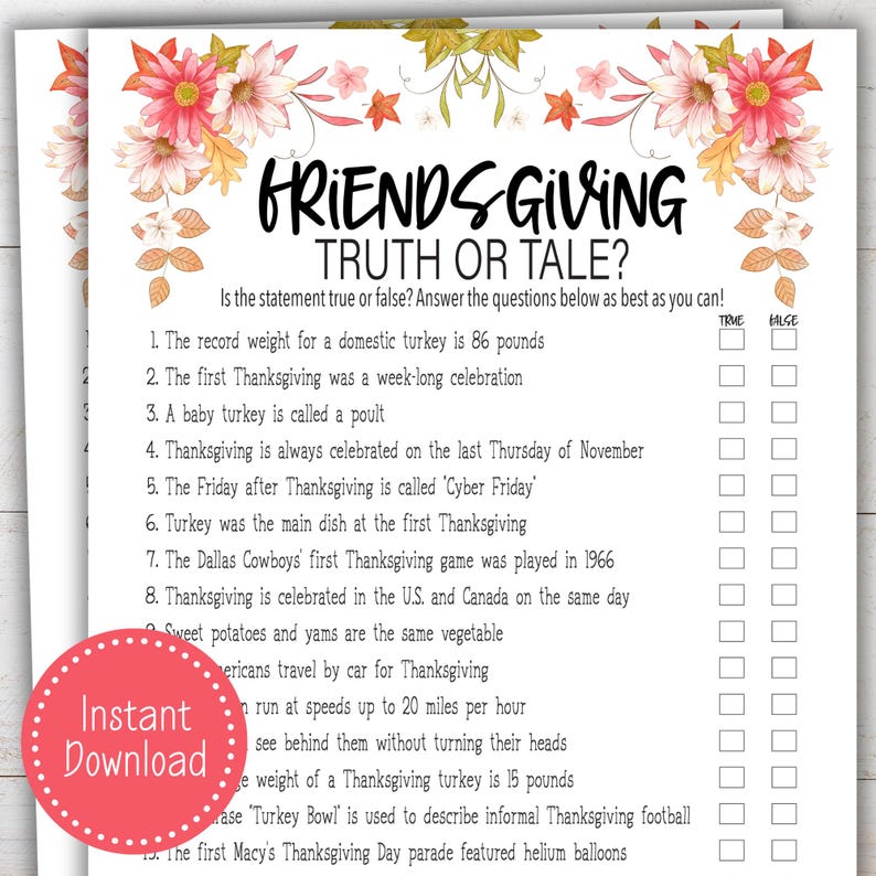 Friendsgiving True or False Questions | Friendsgiving Game Night ...