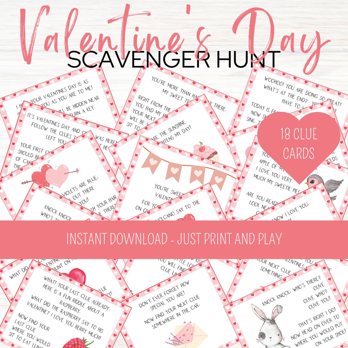 Valentines Day Scavenger Hunt Valentines Scavenger Hunt - Etsy