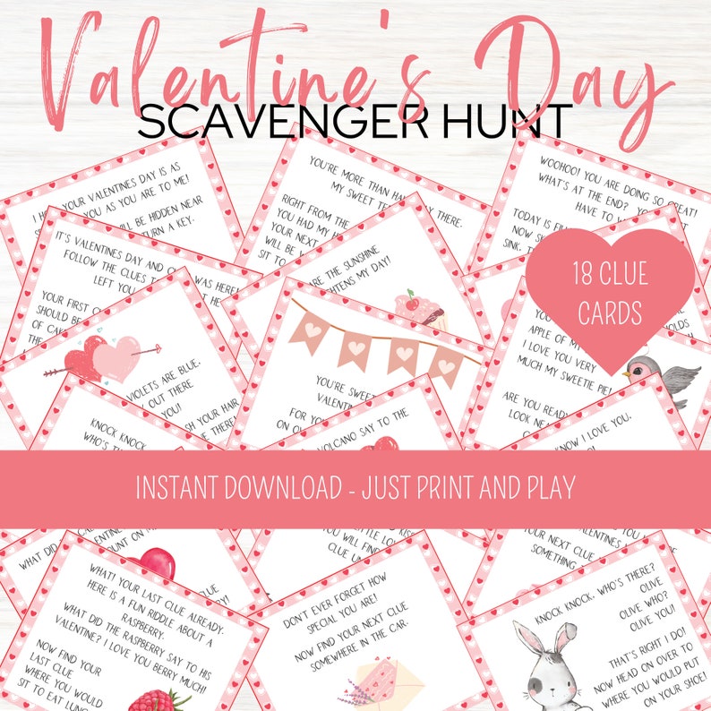 Valentines Day Scavenger Hunt Valentines Scavenger Hunt - Etsy