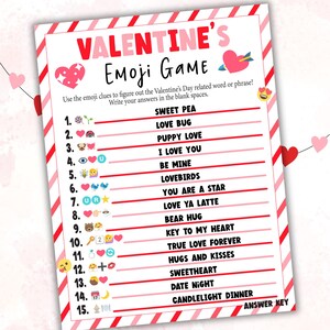 Fun Printable Valentine Emoji Game | Valentine Day Printable Game for ...