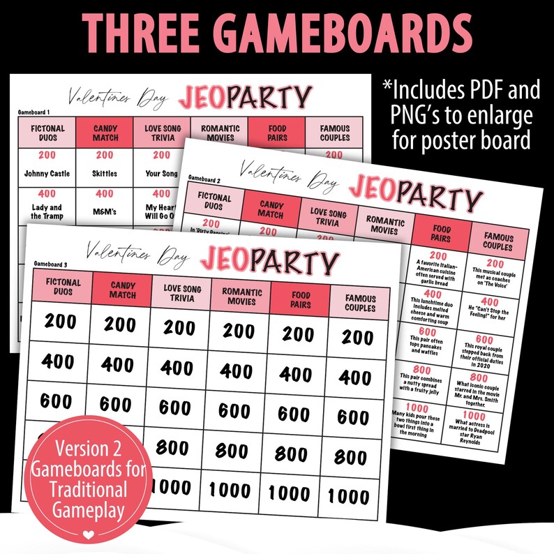 Valentines Jeopardy Game | Galentines Day Game | Valentines Game Night ...