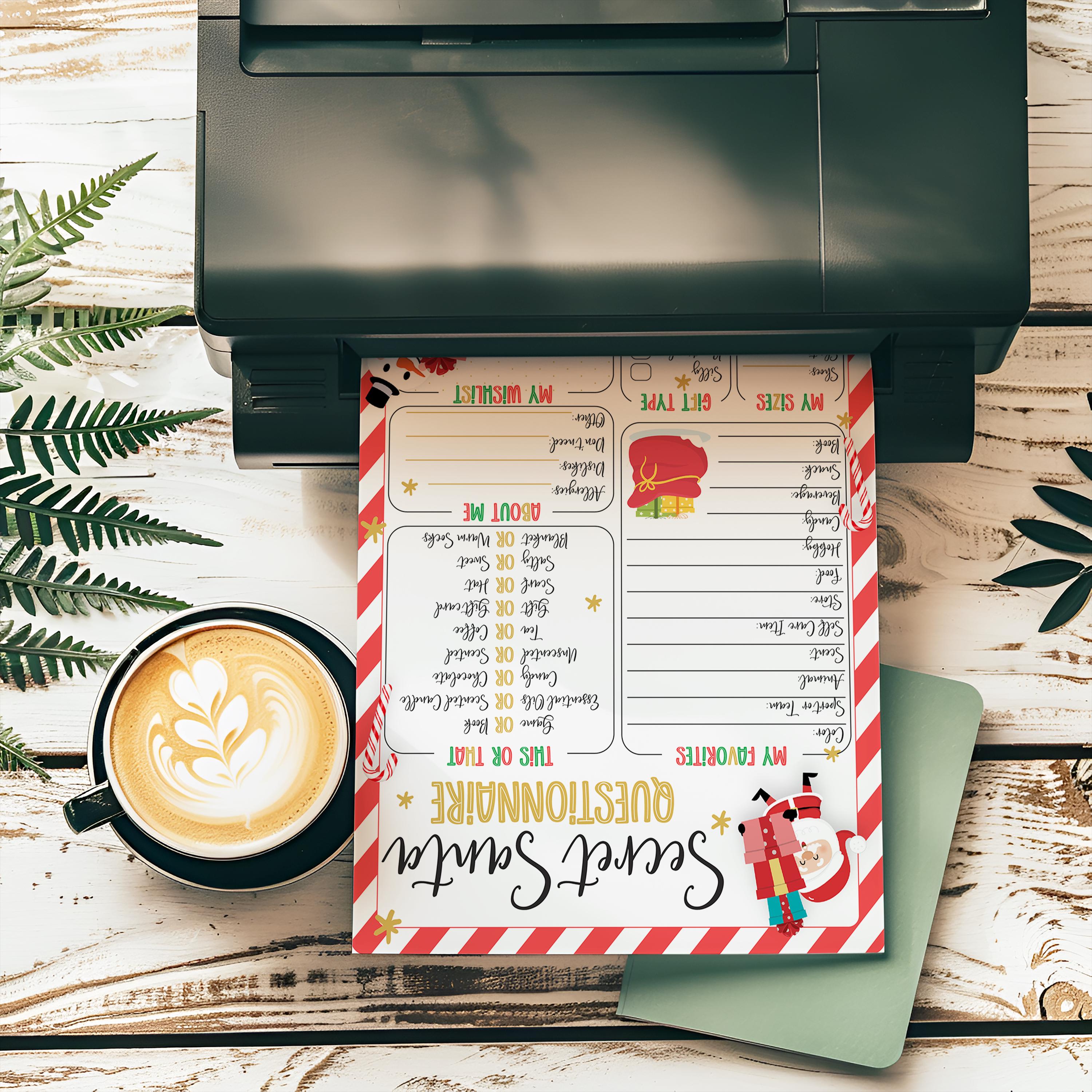 Christmas Secret Santa Questionnaire Form | Secret Santa Gift Exchange ...