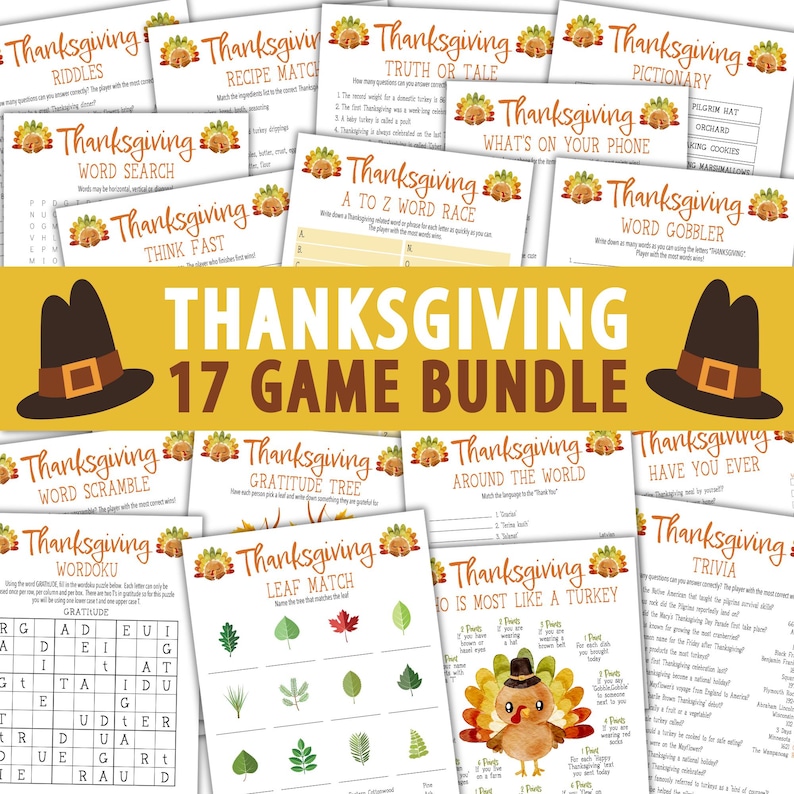 Thanksgiving Game Bundle | Thanksgiving Printable Games | Friendsgiving ...