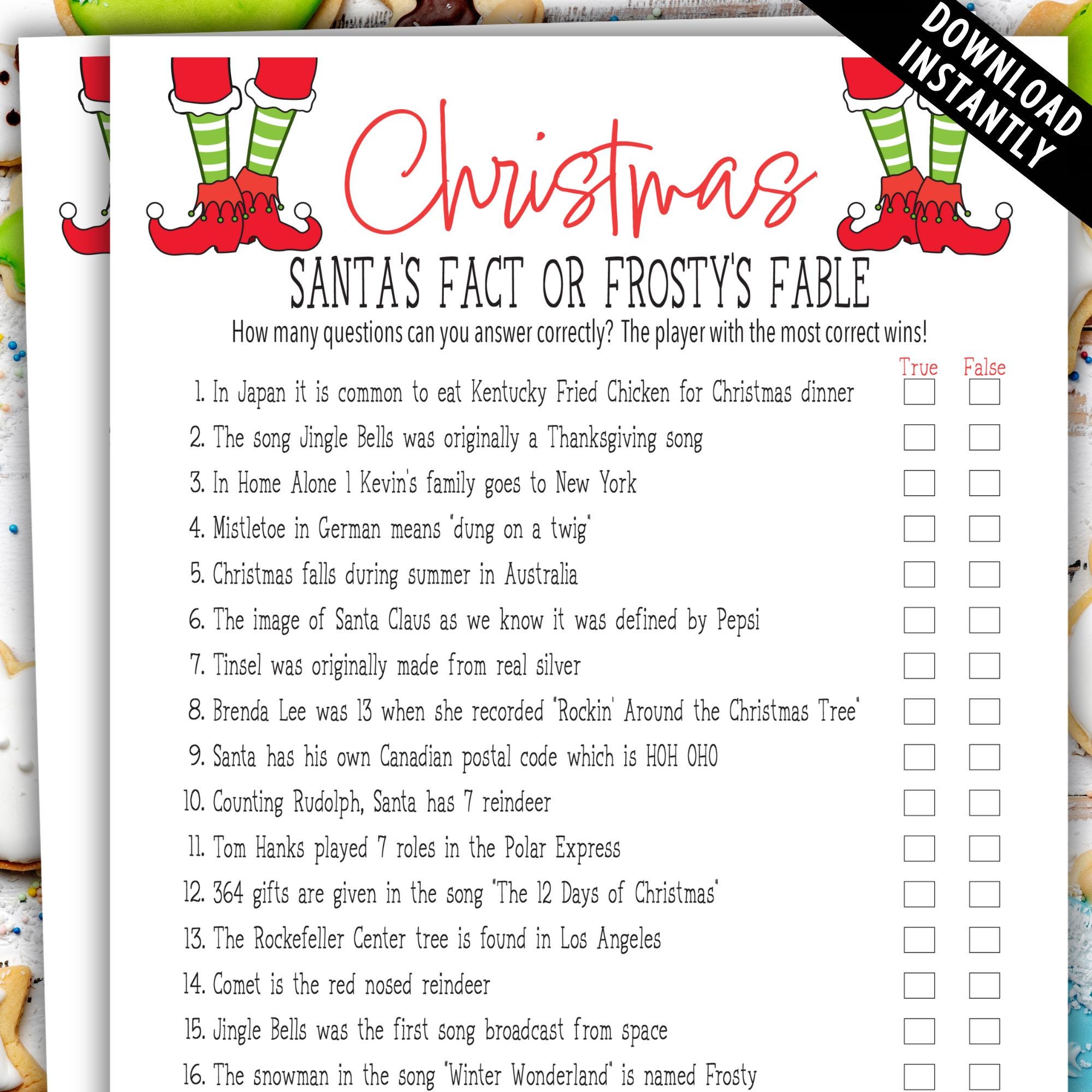 Christmas Fact or Fiction Game | Holiday Office Party Games | Christmas ...