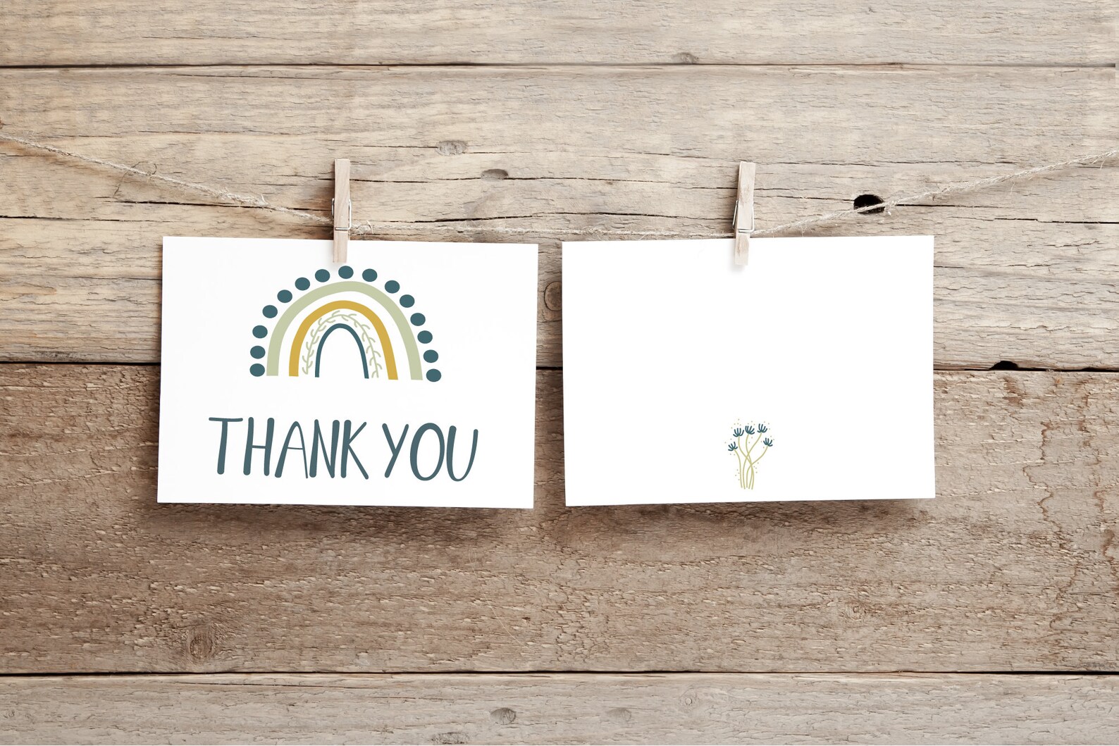 Printable Thank You Card Boho Rainbow Design - Etsy