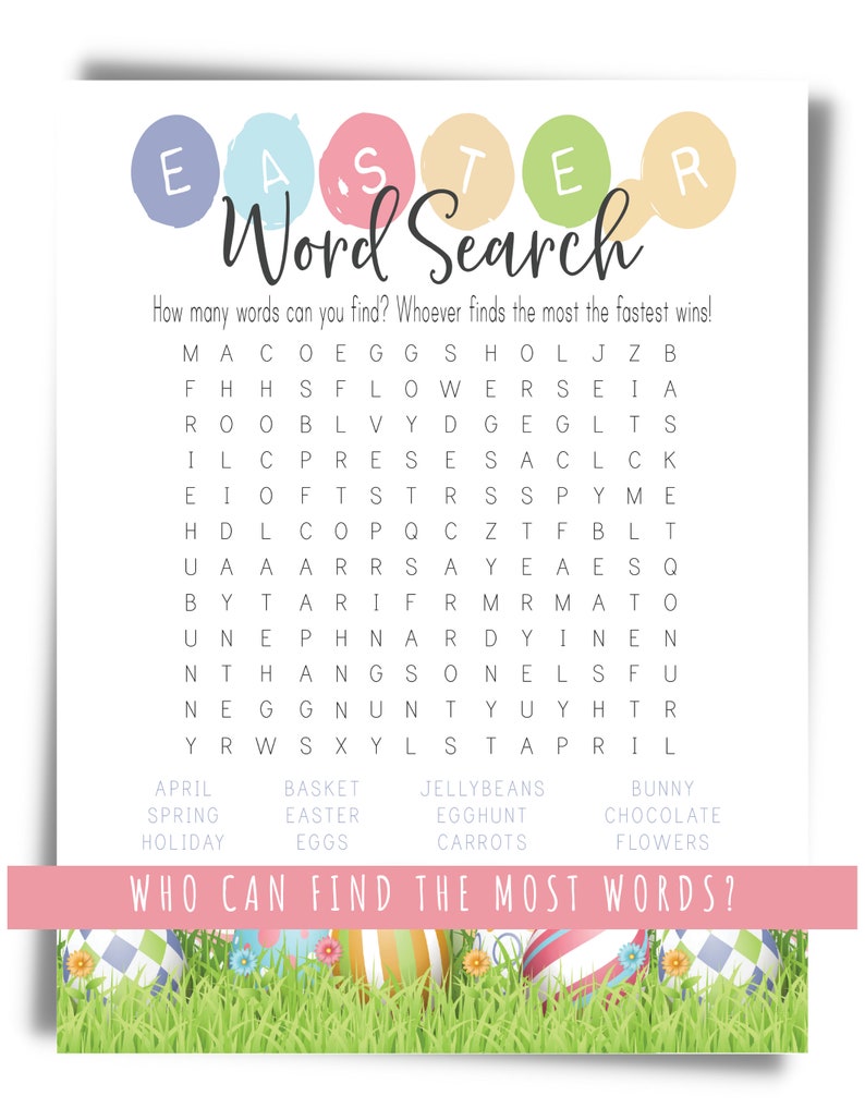 Easter Printable Games Easter Word Search Printable Kids - Etsy