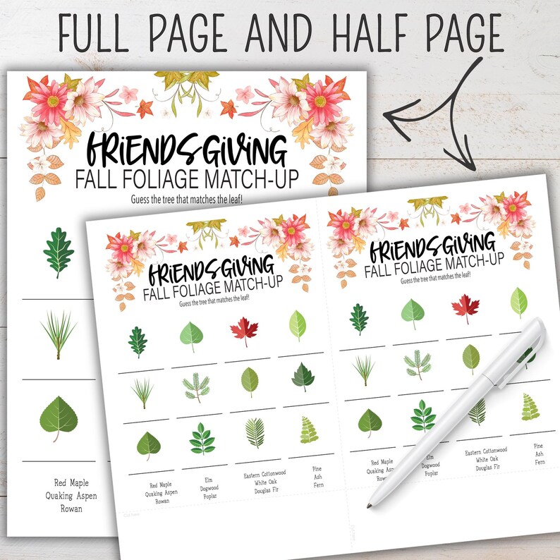Friendsgiving Leaf Match Game | Match the Leaf With the Tree ...