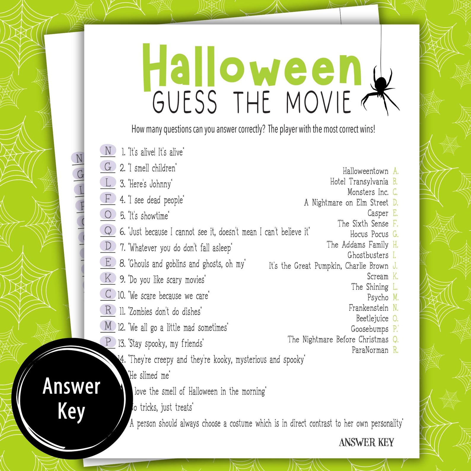 Halloween Guess the Movie Game | Printable Halloween Party Game ...