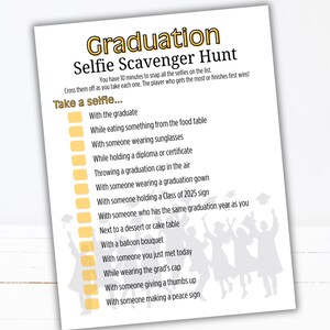 Editable Graduation Selfie Scavenger Hunt Game Printable Grad Party ...