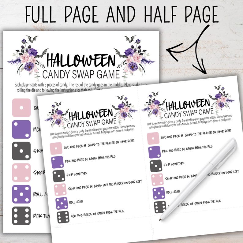 Spooky Halloween Candy Swap Dice Game | Printable Halloween Game ...