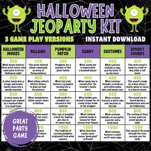 Halloween Jeopardy Game Halloween Family Game Printable Halloween Party ...