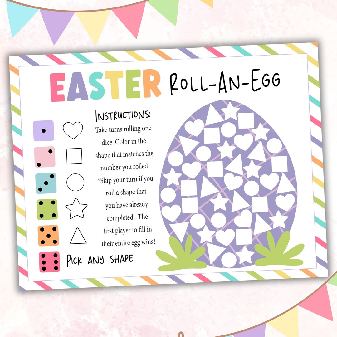 Fun Printable Easter Roll a Dice Game for All Ages | Shapes Game for ...