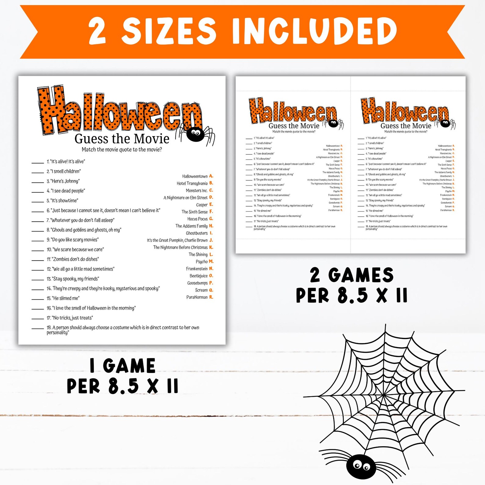 Halloween Guess the Movie Game | Printable and Editable Halloween Party ...