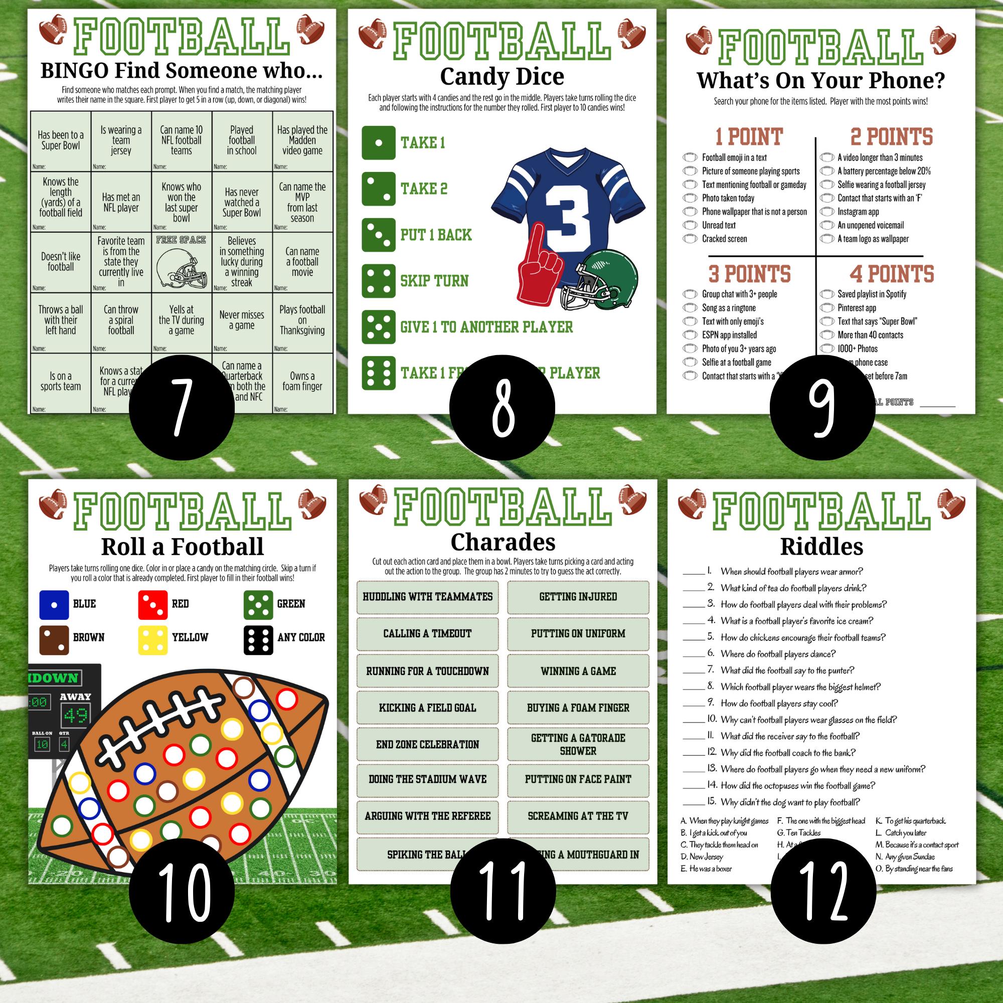 Printable Football Game Bundle Football Party Activities Football ...
