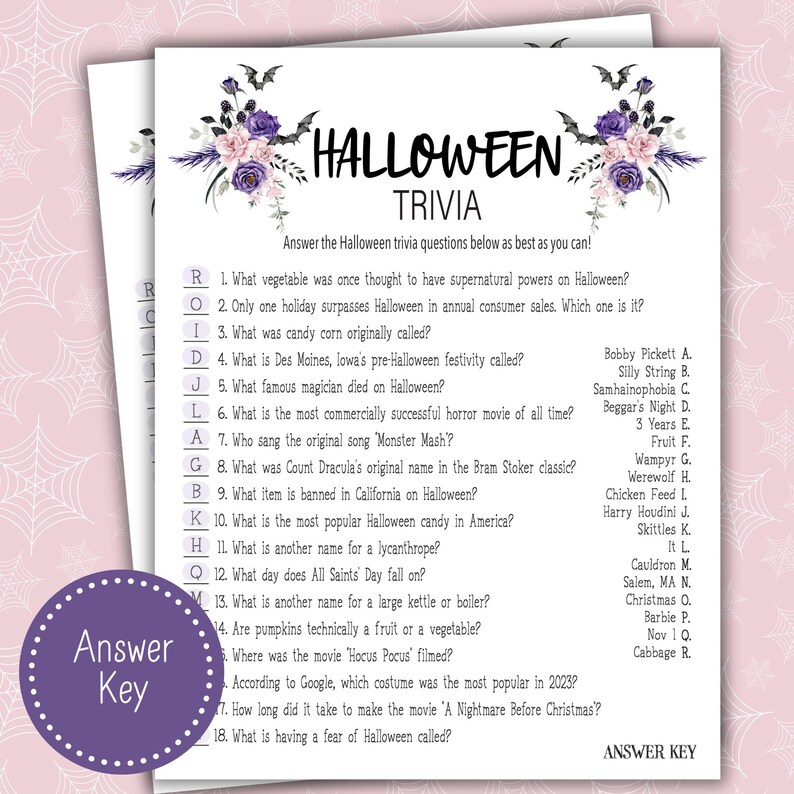 Spooky Halloween Trivia Game | Printable Halloween Party Game ...
