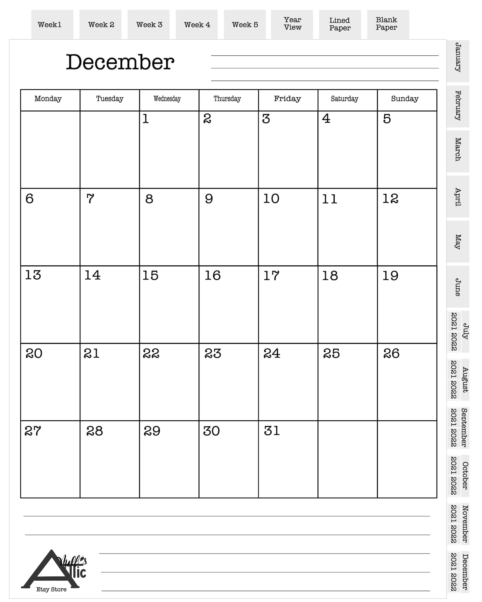 18 Month Dated Digital Planner Minimalist Style | Etsy