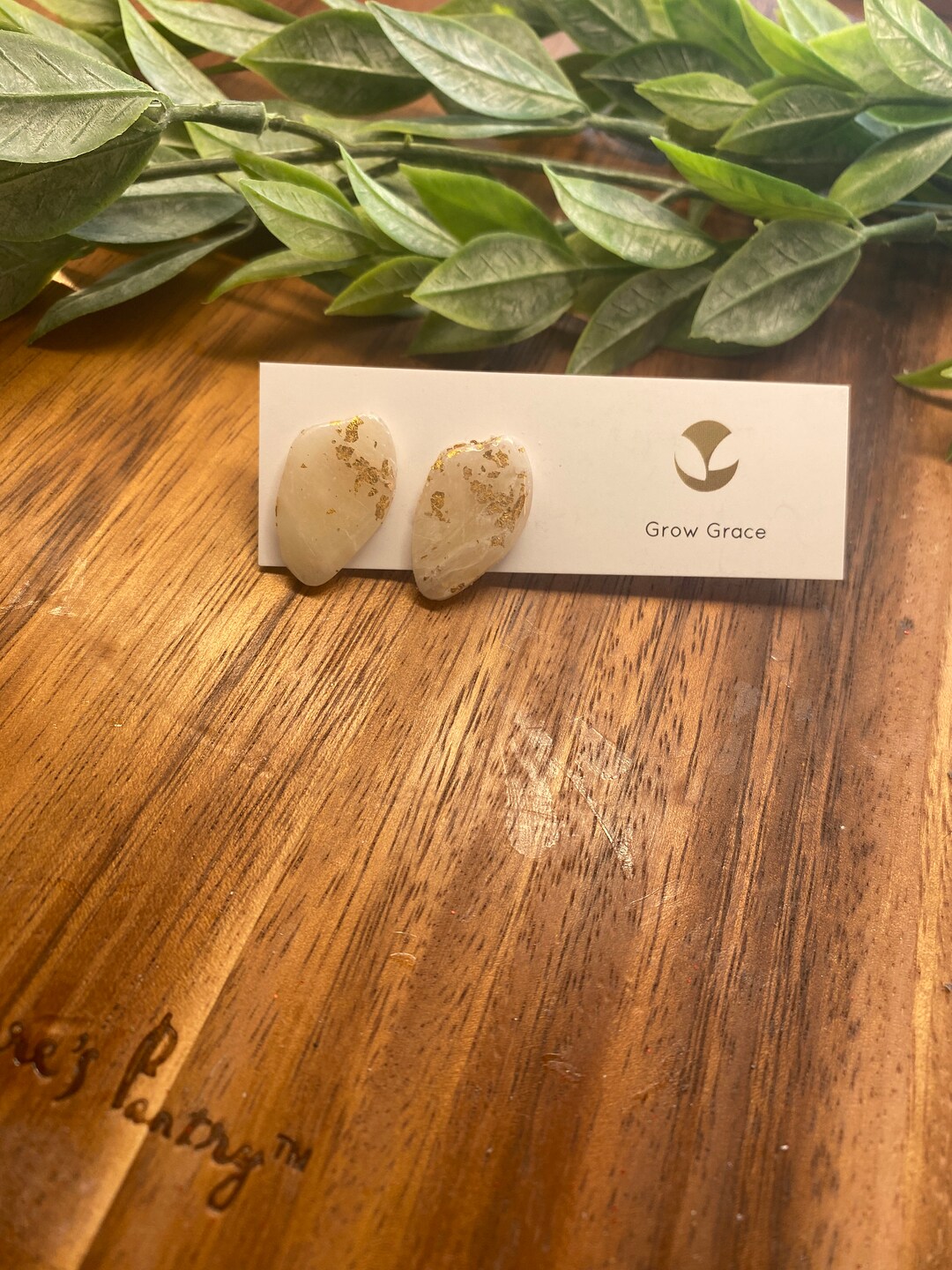 Quartz Oblong Stone Gold Stud Earth Collection - Etsy