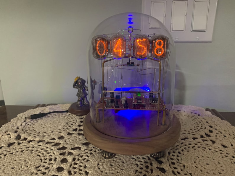 Beautiful Handmade IN-12 Nixie Tube Clock Round Glass, Time, Date and ...
