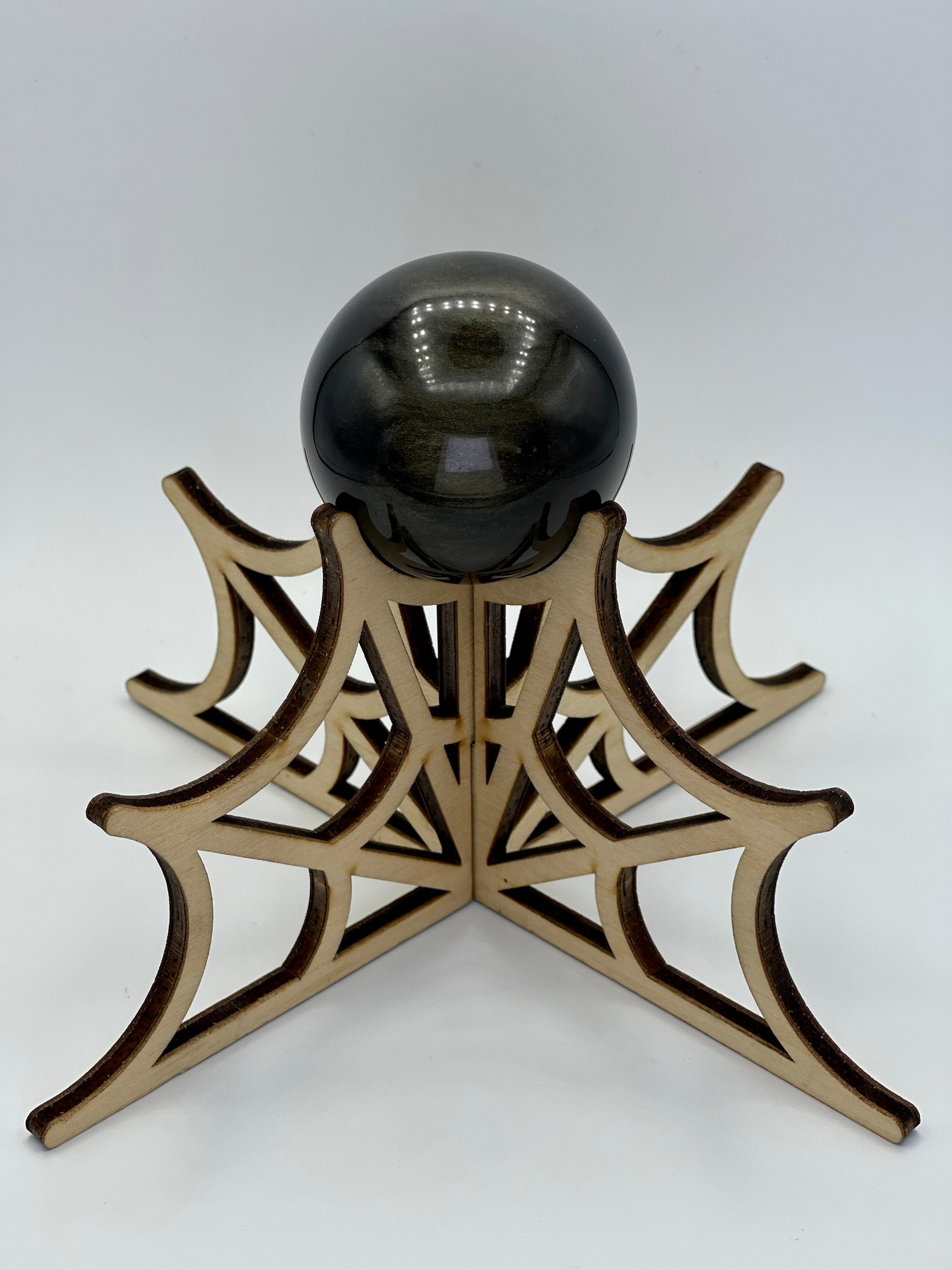 Rocks & Geodes Gold Sheen Obsidian & Spider Web Stand Witch Crystal ...