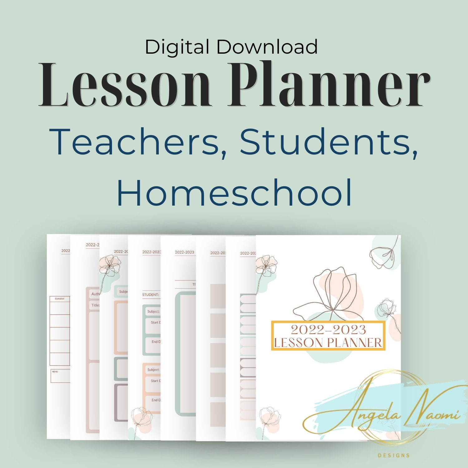 Printable PDF Lesson Planner for Teachers, Students, Homeschool ...