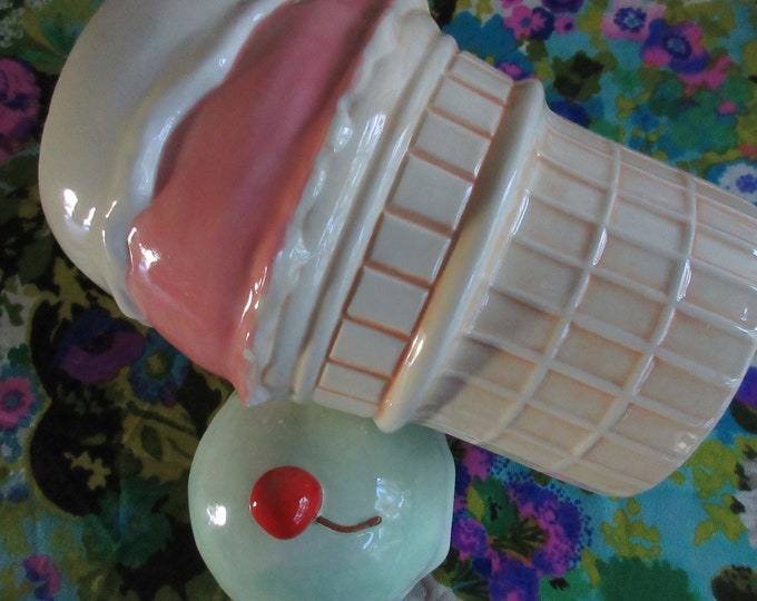 Vintage Treasure Craft Ice Cream Cone Cookie Jar / Made in the USA - Etsy