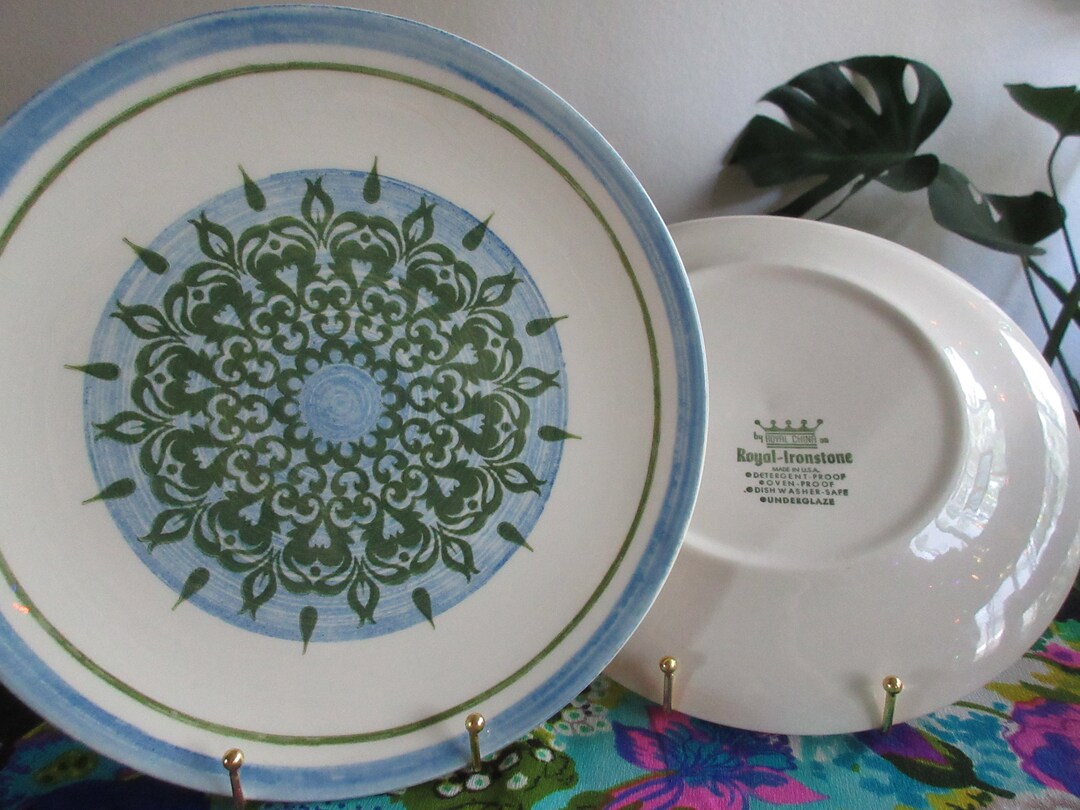 Royal China royal-ironstone Set of 3 Blue & Green - Etsy
