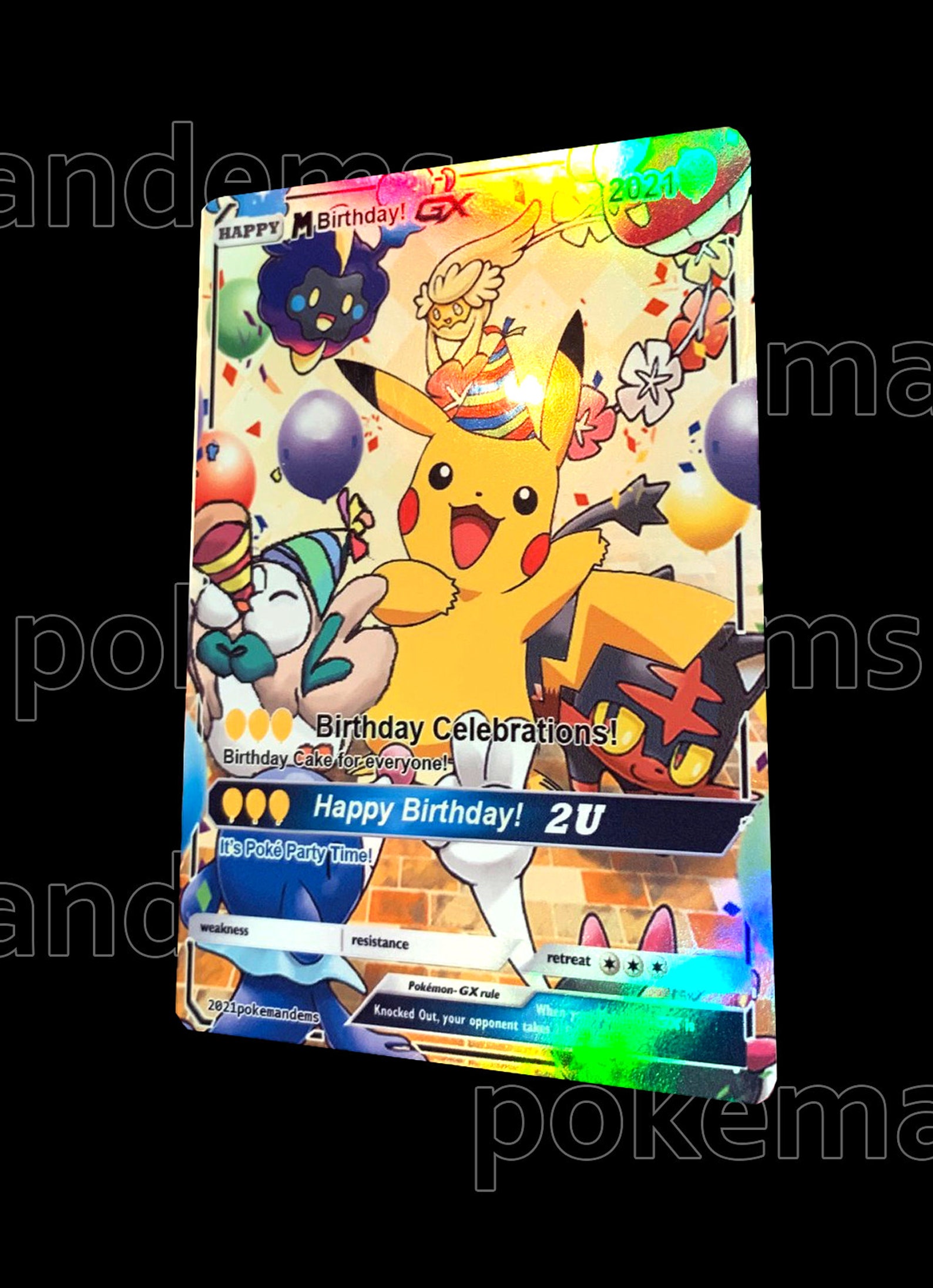 Personalised Custom Holo Pokemon Card TCG Pikachu Birthday | Etsy