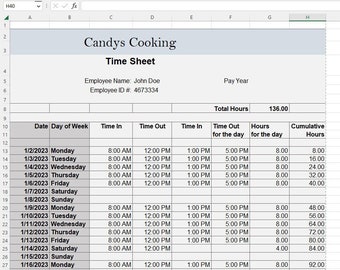 Employee Timesheet Template - Automated Interactive Excel Worksheet - Etsy