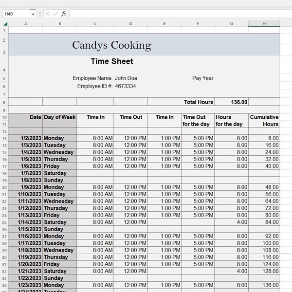 Cleaning Timesheet - Etsy UK