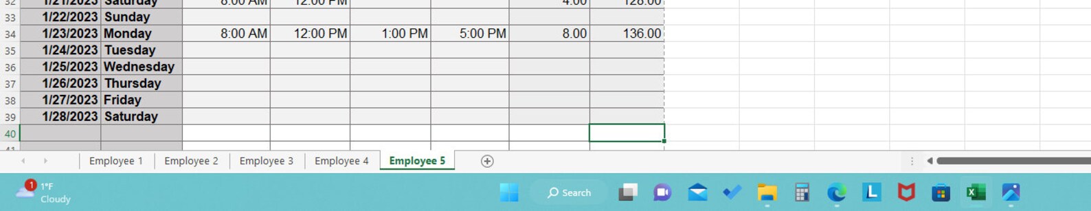 Yearly Employee Timesheet Template - Automated Interactive Excel ...