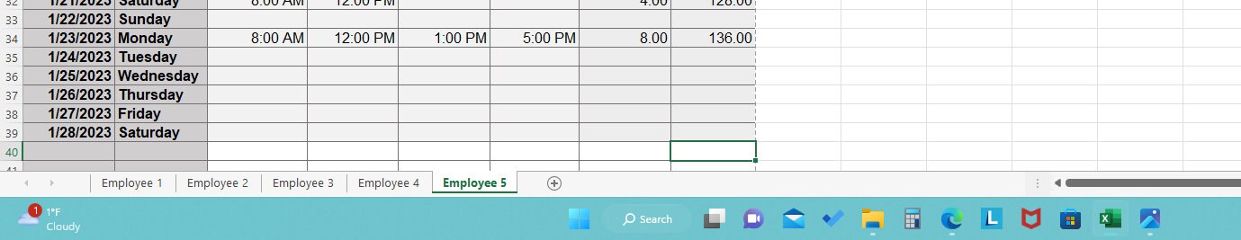 Yearly Employee Timesheet Template - Automated Interactive Excel ...