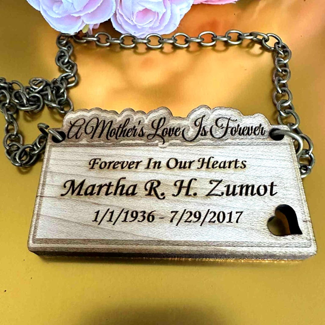 Mothers Memorial Urn Tag - Mom Engraved Wooden Name Plaque ...