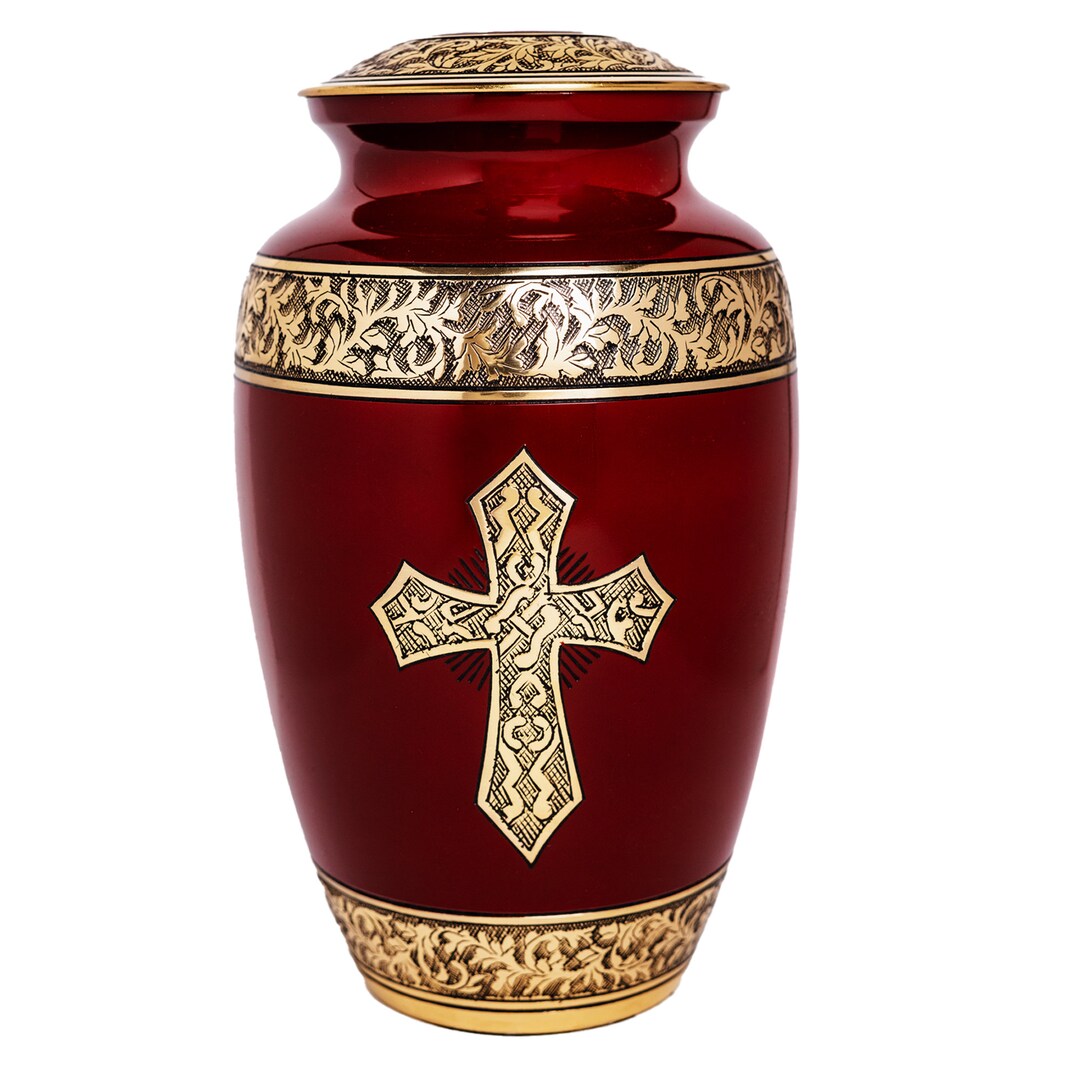 Catholic Urn, Christian Urn, Red Urn, Urn With Cross, Large Urn ...