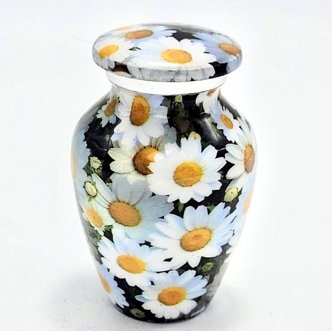 Daisy Floral Keepsake Urn for Human Ashes - Daisies Small Urn for Ashes ...