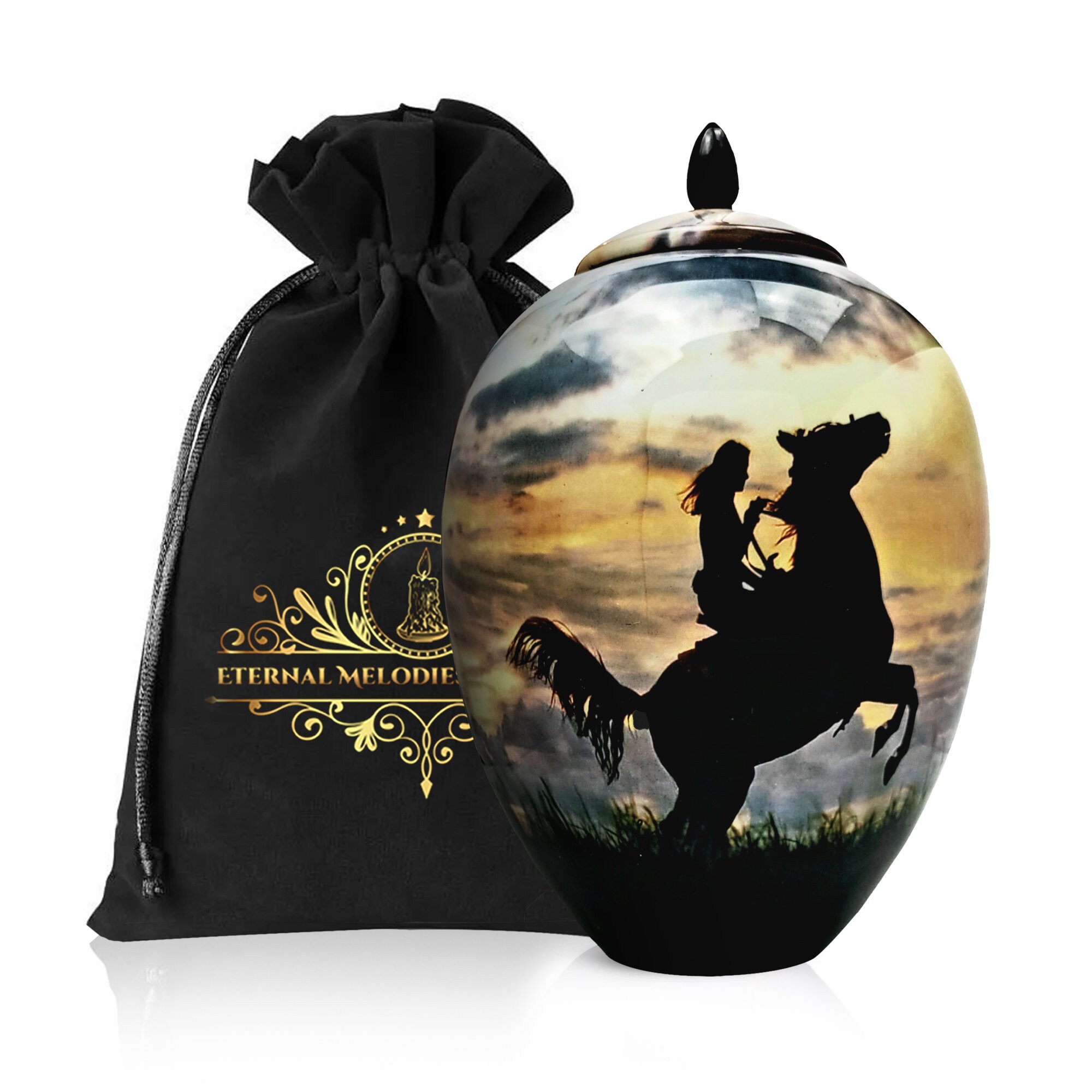 Cowgirl Funeral Urn - Horseback Cremation Urn for Ashes – Sunset ...