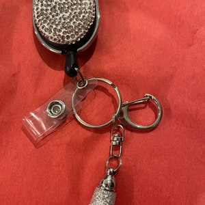 Mini Bling Glitter Ball Pen on Retractable Pull Keychain, ID Lanyard ...