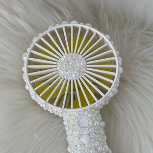 White Bling Portable Handheld Rechargable Fan, Bedazzled Fan, Fancy Fan ...